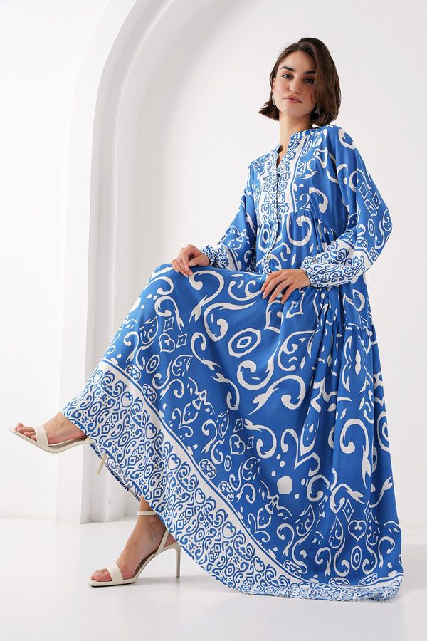 BIGDART 2423 AUTHENTIC PATTERNED DRESS - B. INDIGO