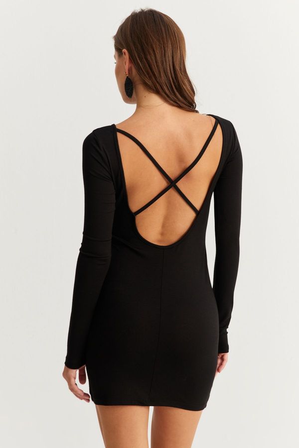Cool & Sexy Women's Black Backless Mini Dress HOR36
