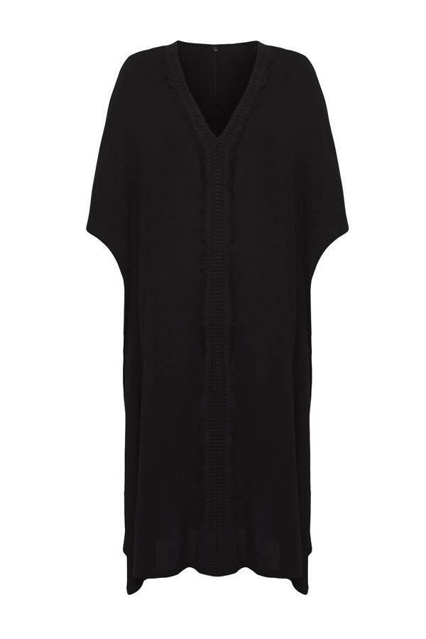 TRENDYOL BLACK*001 PLAIN REGULAR MAXI WOVEN 100% VISCOSE DRESS