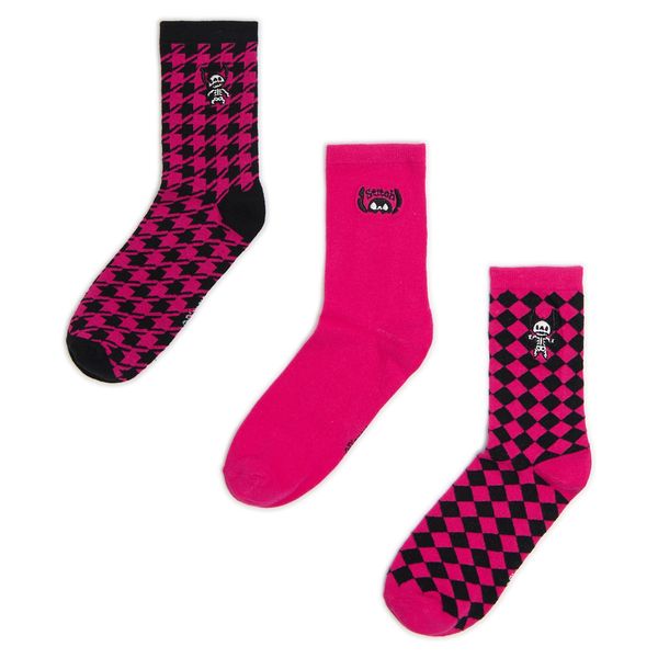 CROPP - 3 PACK ČARAPA STICH - PINK