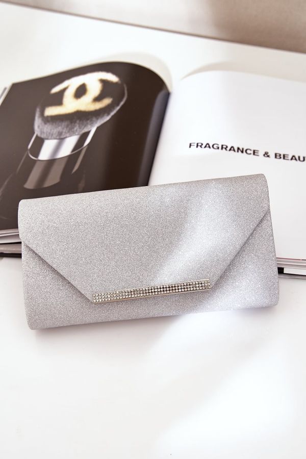 MARKA NIEZDEFINIOWANA ELEGANT CLUTCH BAG WITH GLITTER SILVER REMIALA