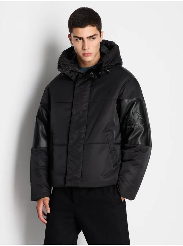 BLACK MEN'S WINTER JACKET ARMANI EXCHANGE - MEN'S