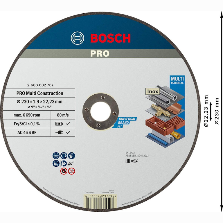 Bosch – Rezna ploča ravna Rapido Multi Construction 230 – 2608602767