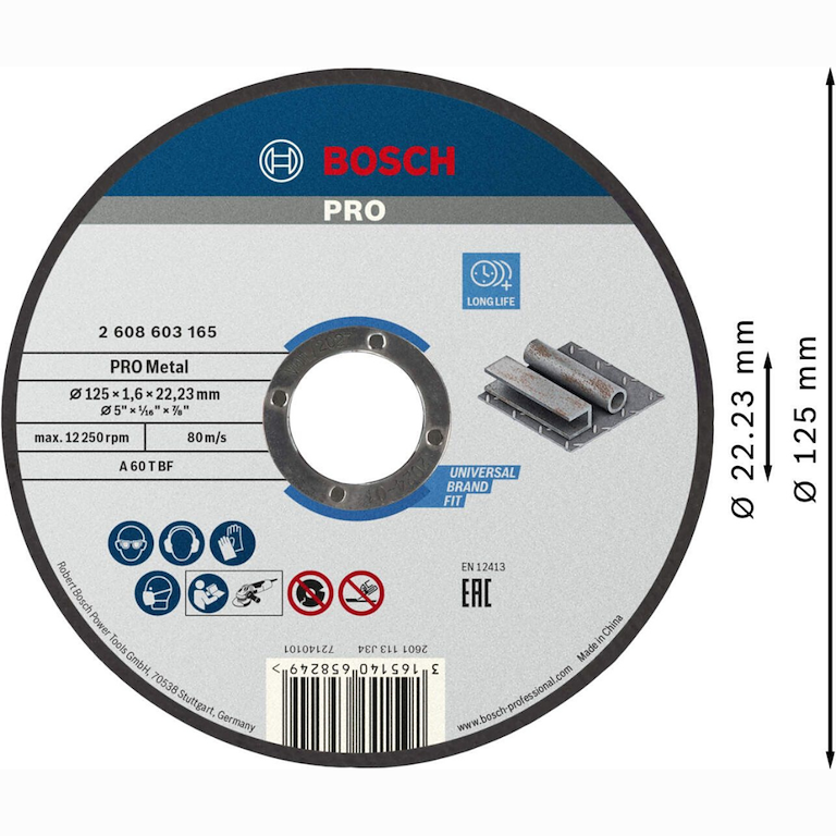 Bosch – Rezna ploča ravna Standard for Metal 125 – 2608603165