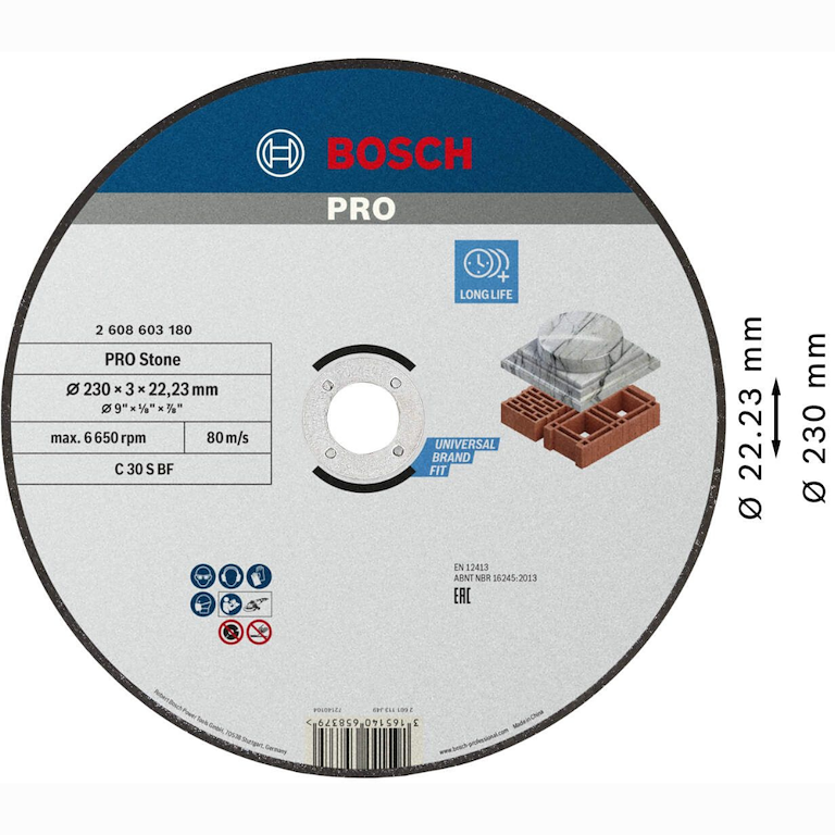 Bosch – Rezna ploča ravna Standard for Stone 230 – 2608603180