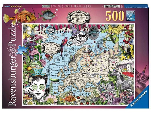 Puzzle 500 delova Quirky Circus European map Ravensburger 16760