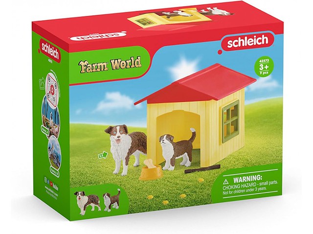 Schleich figure Domaće životinje - Australijski ovčari i kućica za pse 42573