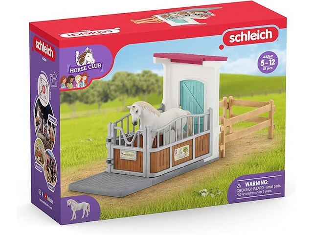 Schleich Horse Club figure - Boks za konje sa konjem - produžetak za štalu 42569