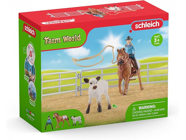 Schleich figure Domaće životinje - Kaubojka sa lasom 42577