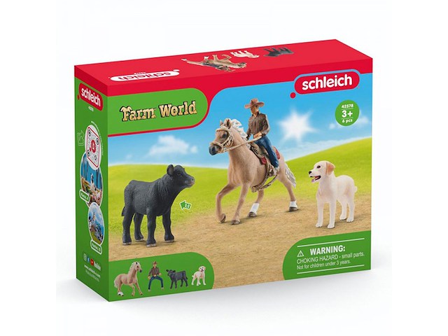 Schleich figure Domaće životinje - Kauboj i tele 42578