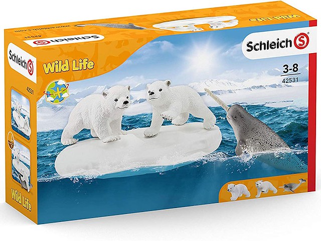 Schleich figurice Divlje životinje - Beli medvedi i narval - Polarna igraonica 42531