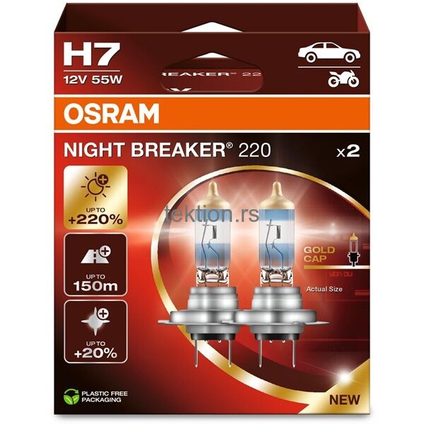 Osram auto sijalica Night Breaker 220 12V H7 55W +220% više svetlosti Duobox