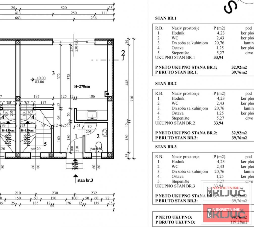 KLISA, 65m2, Trosoban-Duplex sa pdv