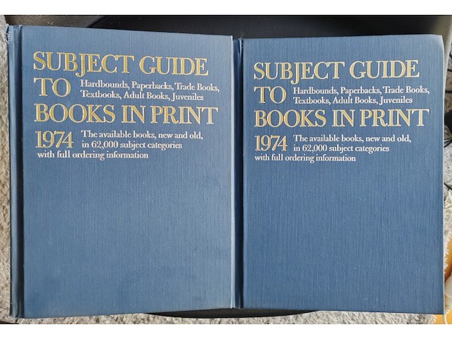 Subject guide to books in print 1974, A-J i K-Z