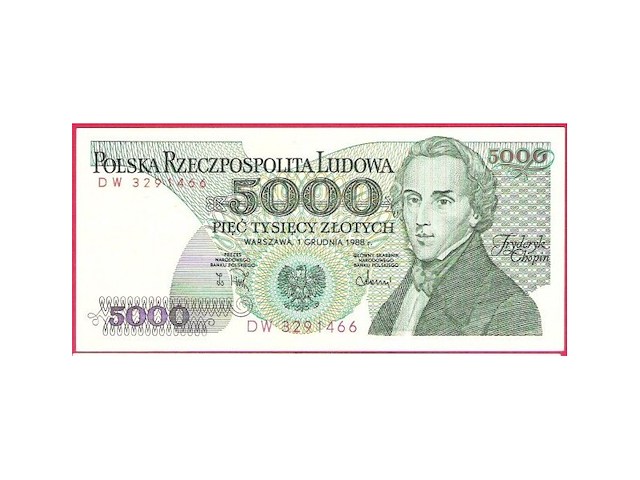 Poljska 5000 zlota 1988 UNC