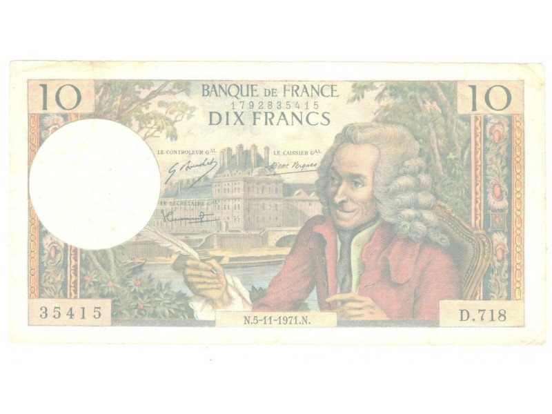 Francuska 10 francs 1971