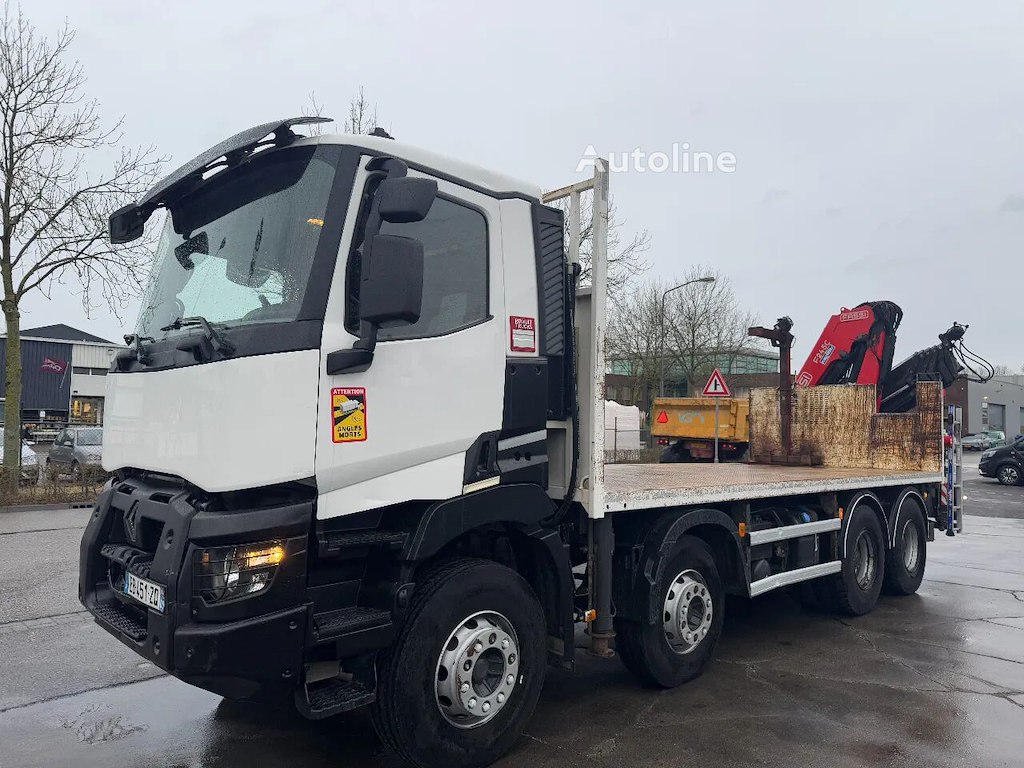 Renault C460 8X4 - EURO 6 + FASSI F245AC.0.26 + REMOTE + RETARDER kamion s ravnom platformom