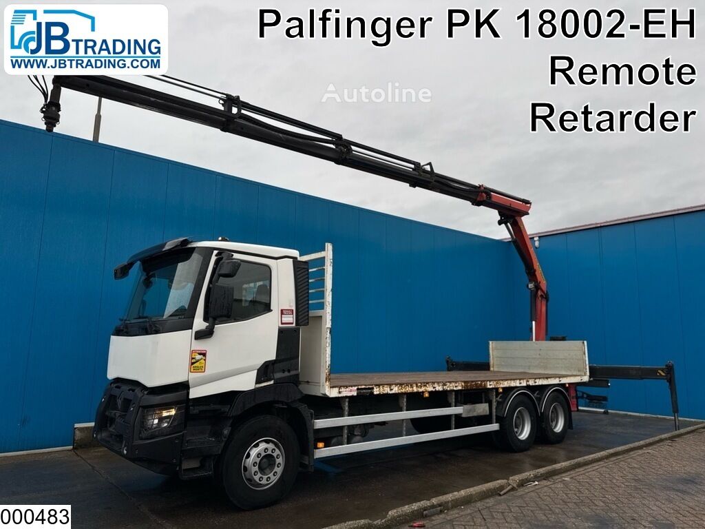 Renault C 380 6x4, EURO 6, Palfinger, Remote, Retarder kamion s ravnom platformom