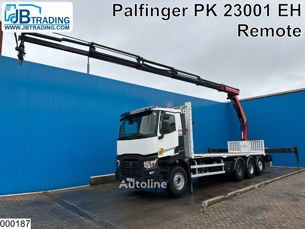 Renault C 380 8x4, EURO 6, Palfinger, Remote kamion s ravnom platformom