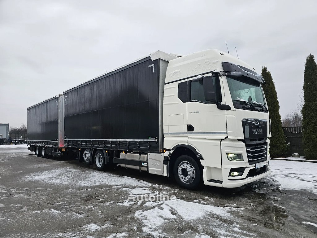 MAN TGX 26.480 kamion s ceradom + prikolica sa ceradom