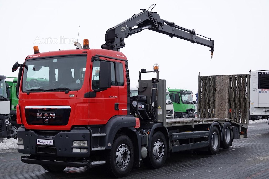 MAN TGS 35.360 / 8x2-4 / LAWETA + HDS HIAB 166 E-2 / OŚ PODNOSZONA / šlep auto