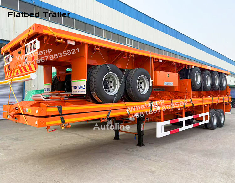 2 3 4 Axle 40 Ft Flatbed Truck Trailer 60 ton poluprikolica sa ravnom platformom