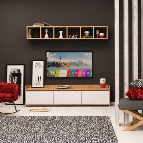 Liçi Oak White TV Unit