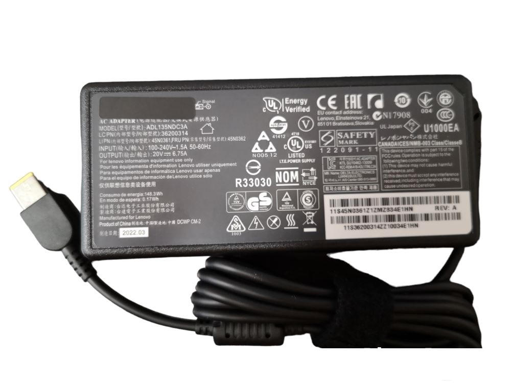 Punjač za laptop Lenovo 20V 6.75A USB type