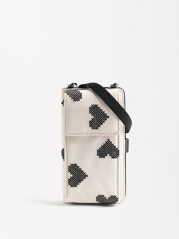 Nylon phone bag with hearts