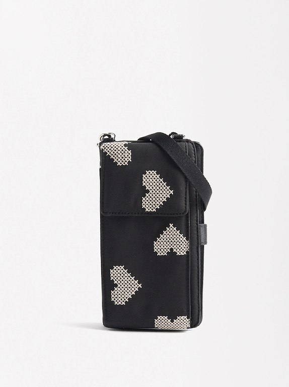 Nylon phone bag with hearts