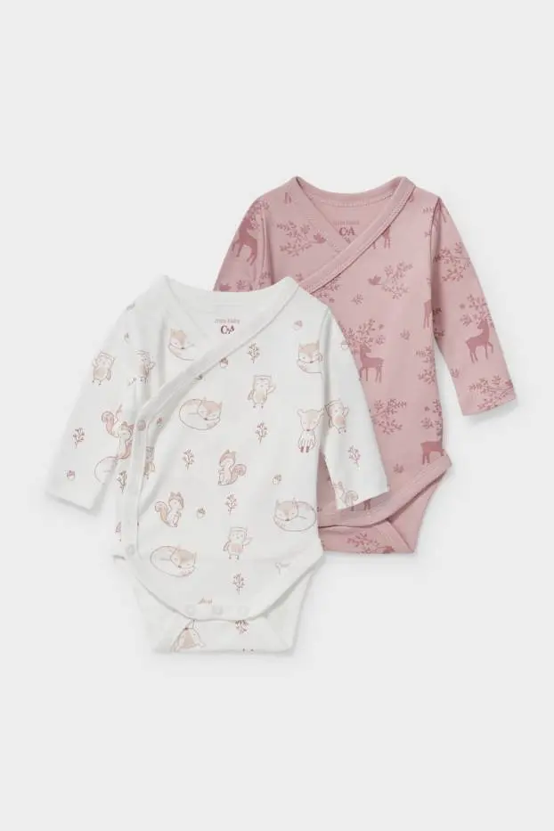 C&A Bodići za bebe, Set od 2, Belo-roze