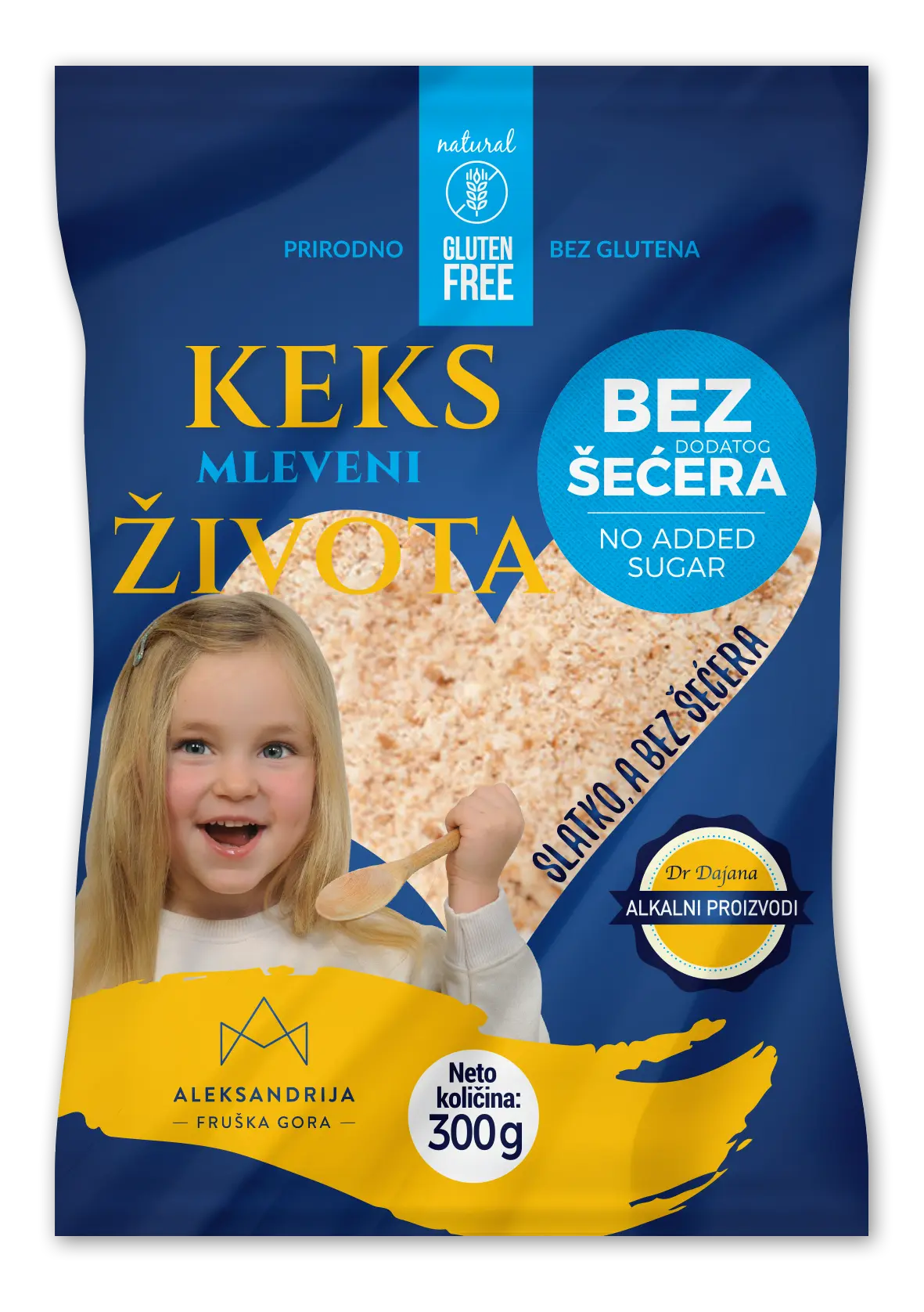 ALEKSANDRIJA Bezglutenski keks "života" bez sećera, 300g