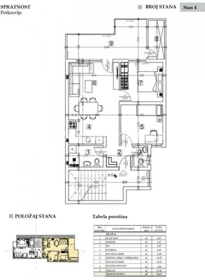 Prodaja, trosoban stan, 76m2, Adice, Novi Sad, Novi Sad