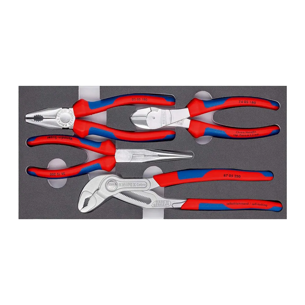 KNIPEX Set klešta Basic Chrome 4/1 u penastom ulošku – 00 20 01 V17