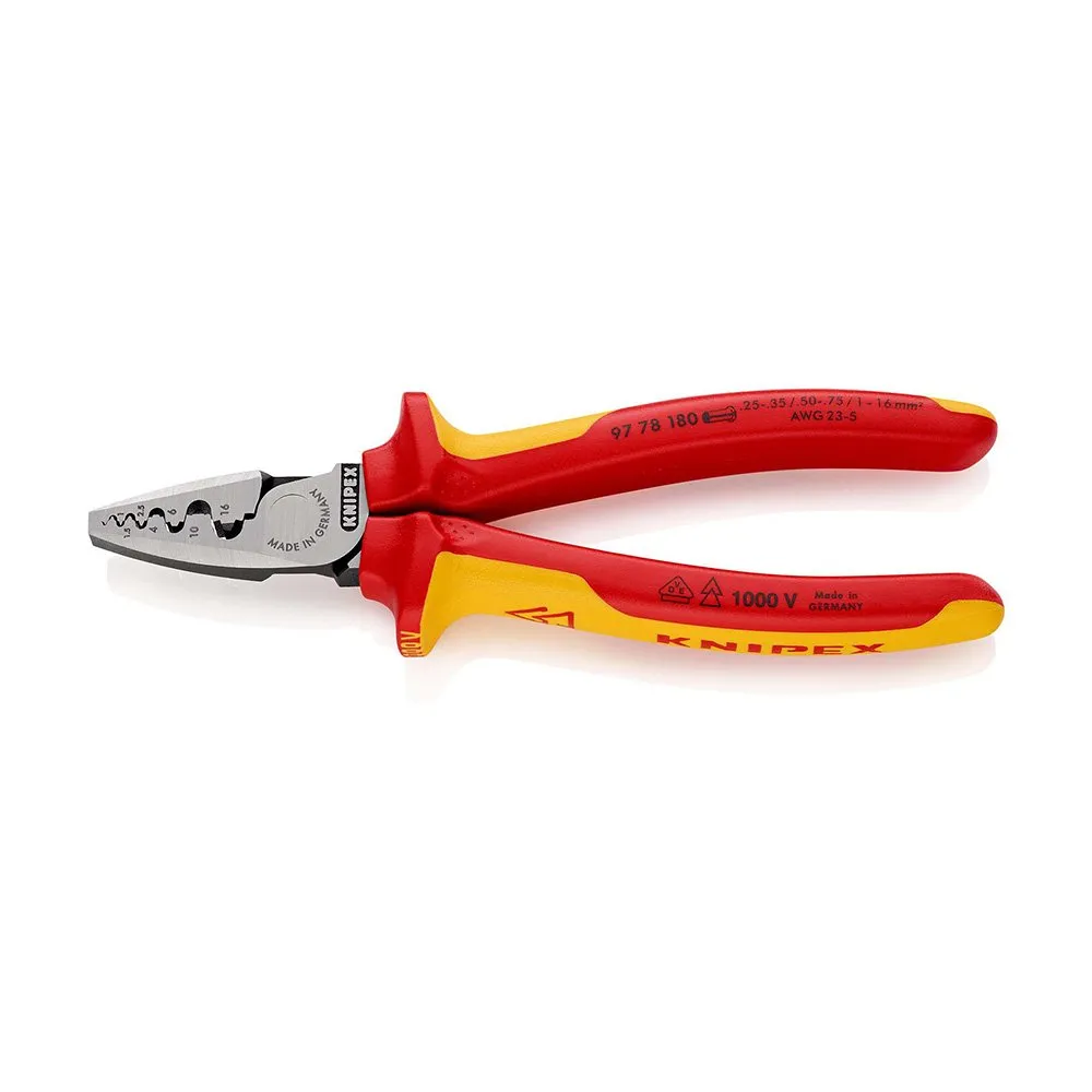 KNIPEX Klešta za krimpovanje hilzni (kablovskih završetaka) 1000V VDE 180mm blister pakovanje – 97 78 180 SB