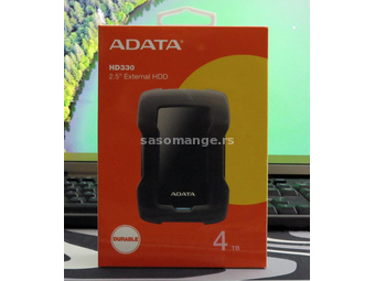 Nov ADATA 4TB HD330 Eksterni hard disk USB 3.2 Gen1 AHD330-4TU31-CBK S, Shock/Drop Resistant