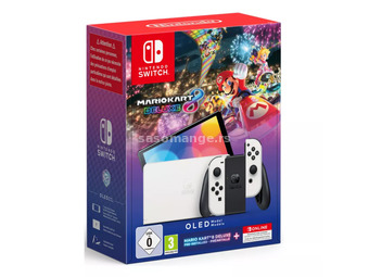 Nintendo Switch Console (OLED Model) White + Mario Kart 8 Deluxe