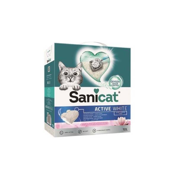 Sanicat Active White Lotus, posip za mačke od najfinijeg belog bentonita sa mirisom lotusa - 6l