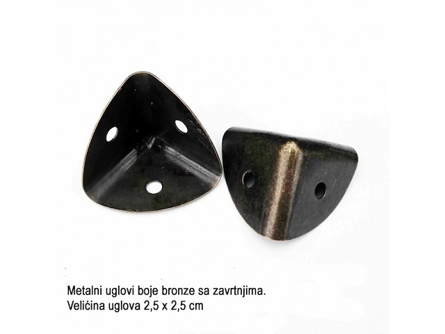 Metalni uglovi boje bronze 2,5 x 2,5 cm - 8 kom.