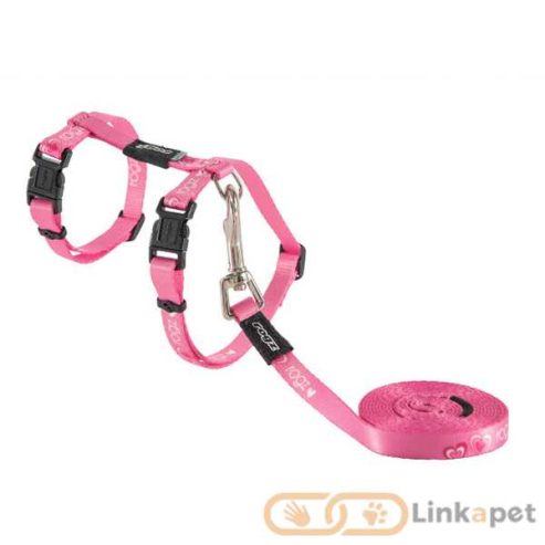 Rogz Am I povodac za macke Pink sa srcima – 11mm 1,8m/24-30 cm