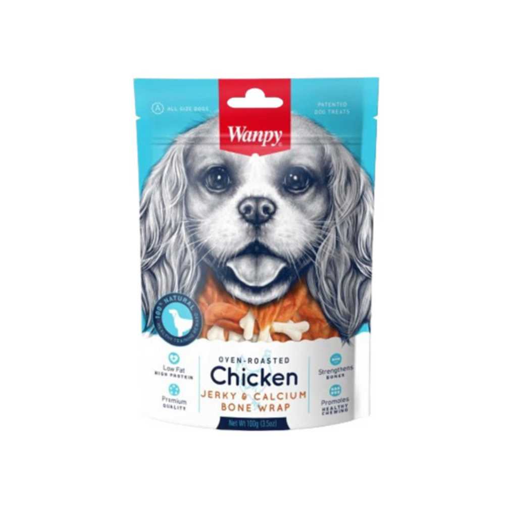 Wanpy Chicken Jerky & Calcium Bone Wrap 100g