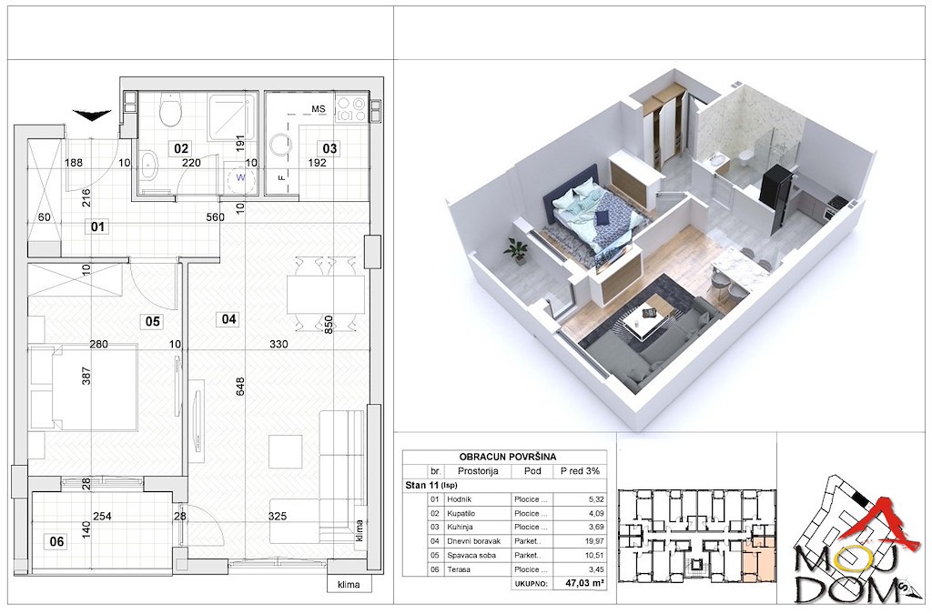 Stan,NOVI SAD,AVIJACIJA,kv: 47, € 103000, ID: 1029734