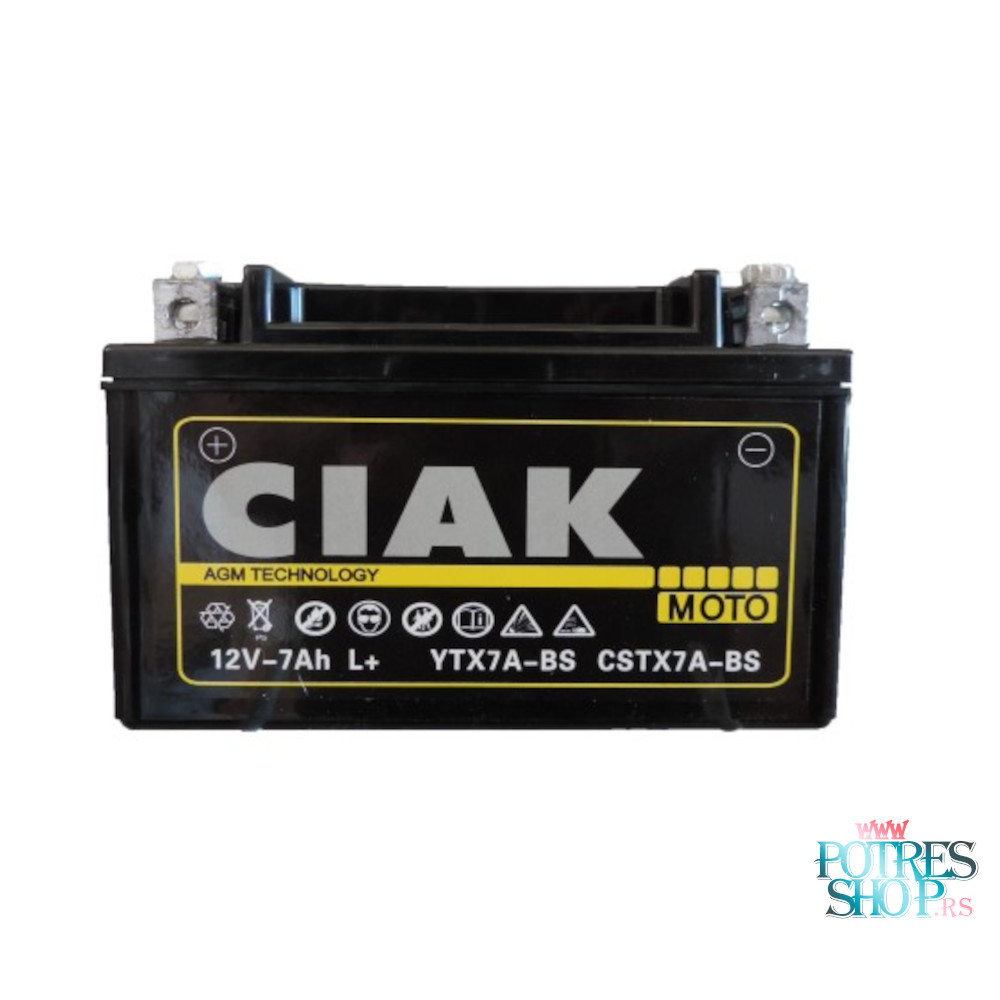 AKUMULATOR CIAK MOTO YTX7A-BS 12V-7AH L+