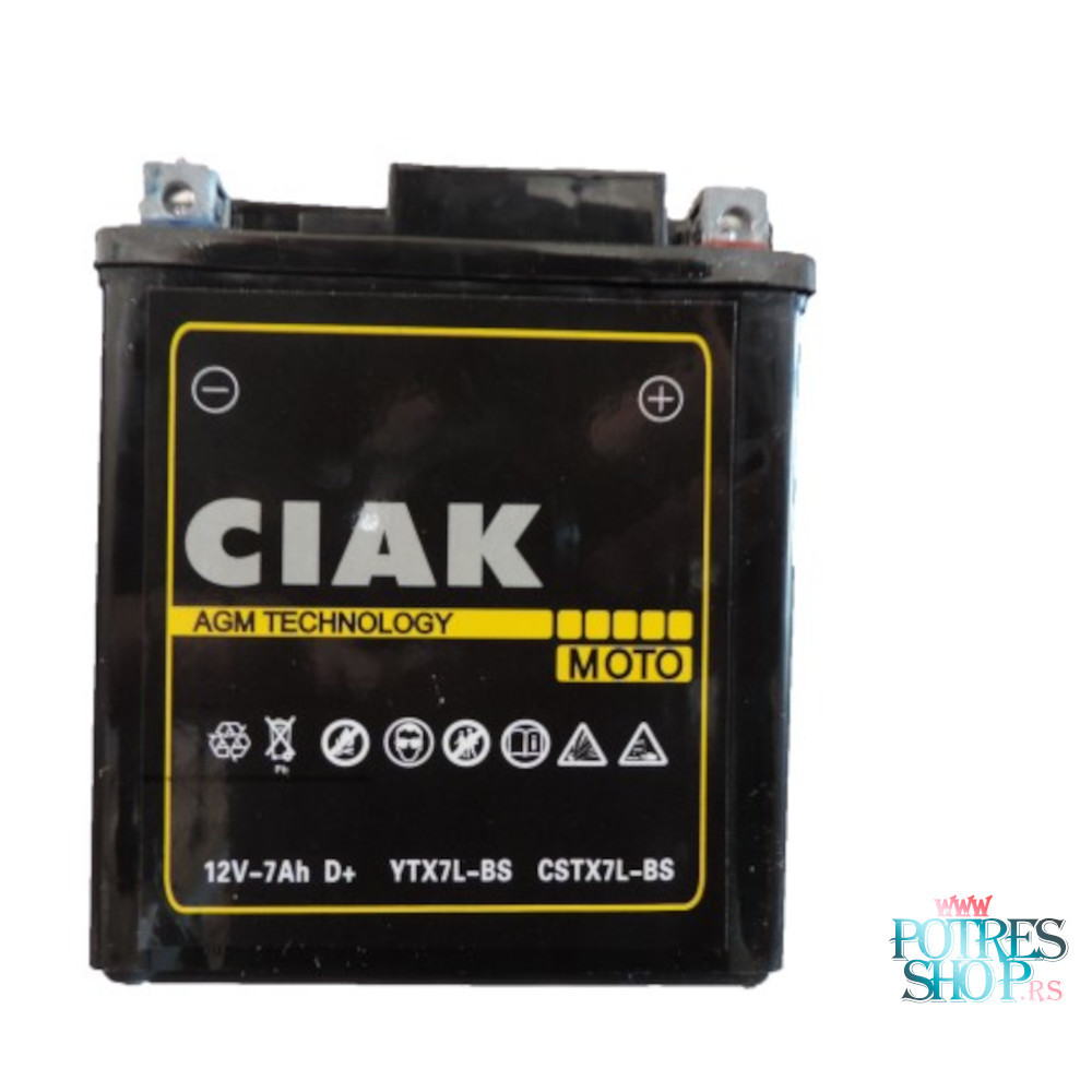 AKUMULATOR CIAK MOTO YTX7L-BS 12V-7AH D+