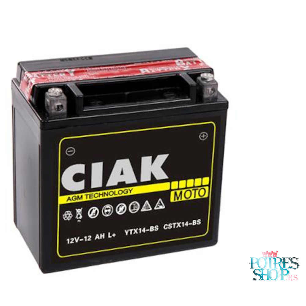 AKUMULATOR CIAK MOTO YTX14-BS 12V-12AH L+