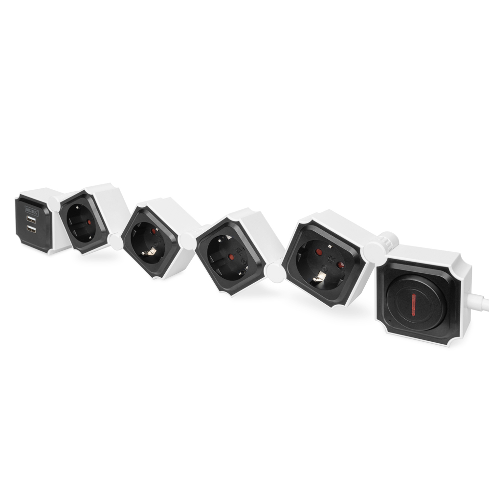Fleksibilni produžni kabl sa 4uticnice + 2 USB beli