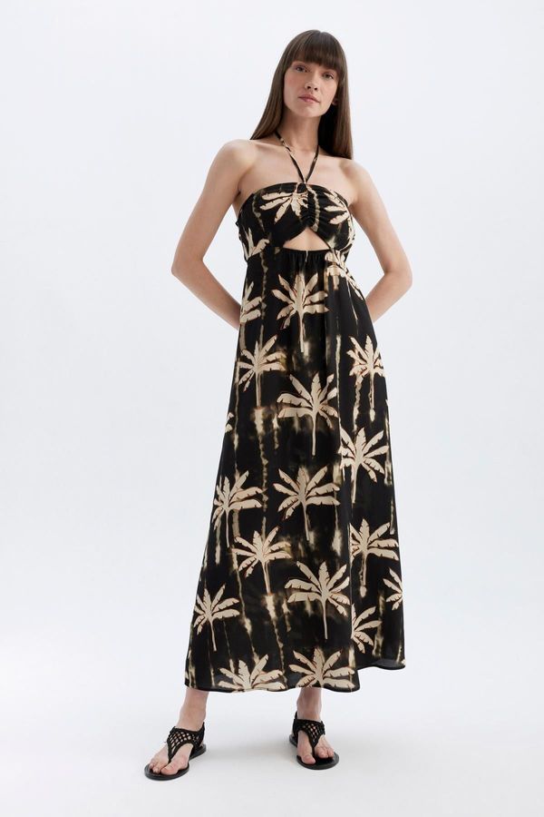 DEFACTO A-LINE NECK PATTERNED MOROCCAN MAXI DRESS