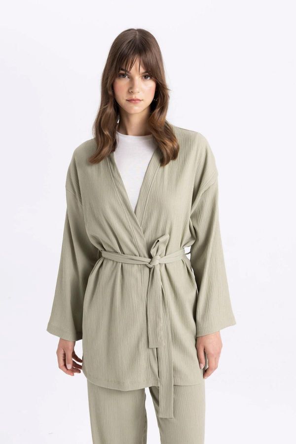 DEFACTO RELAX FIT SHAWL COLLAR WRAP KIMONO