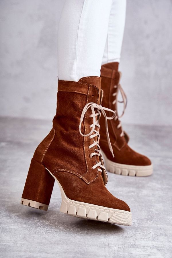 PA2 WOMEN'S SUEDE BOOTS ON THE PLATFORM BROWN EDNA