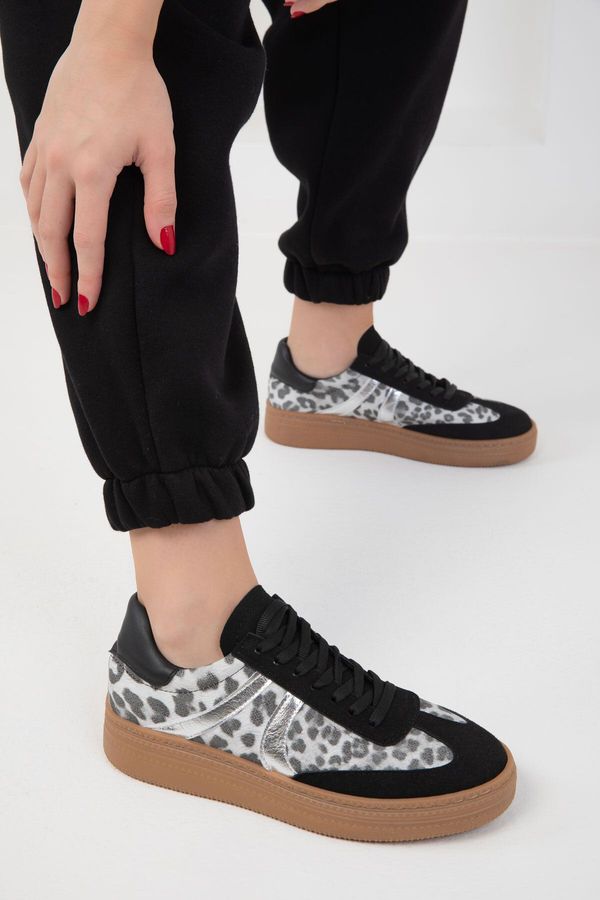SOHO BLACK-LEOPARD WOMEN'S SNEAKERS 19923